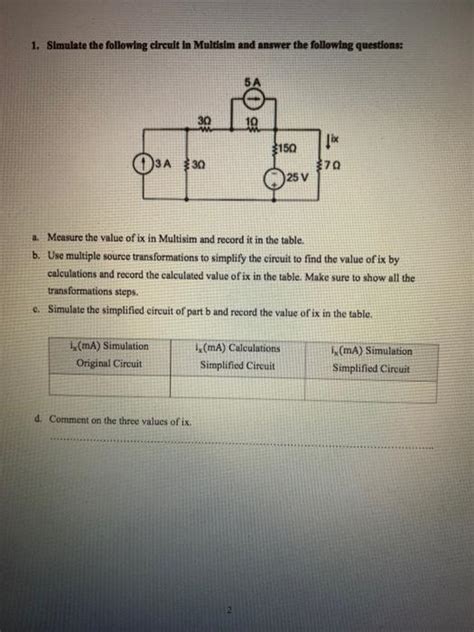Solved 1 Simulate The Following Circuit In Multisim And