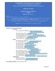 Programming1 Module Outline Sem 1 AY2022 2023 Docx Pdf UNIVERSITY OF TECHNOLOGY JAMAICA