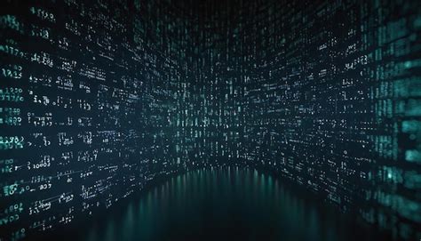 binary code digital matrix abstract background 3d perspective dimension