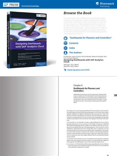 Reading Sample Sap Press Designing Dashboards With Sap Analytics Cloud Pdf Analytics Cloud