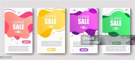 판매 배너동적 현대 유체 모바일 판매 배너 템플릿 디자인입니다 슈퍼 세일 스페셜 오퍼 세트 벡터 일러스트레이션 0명에 대한 스톡