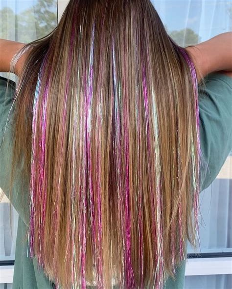 Silver Hair Tinsel In Brown Hair At Johnny Moe Blog