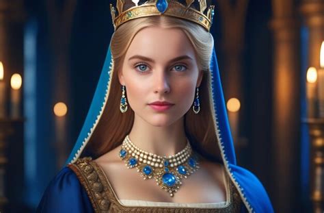 Premium Photo Woman Princess With A Crown On Her Head Cheerful Queen With Blue Eyes Th