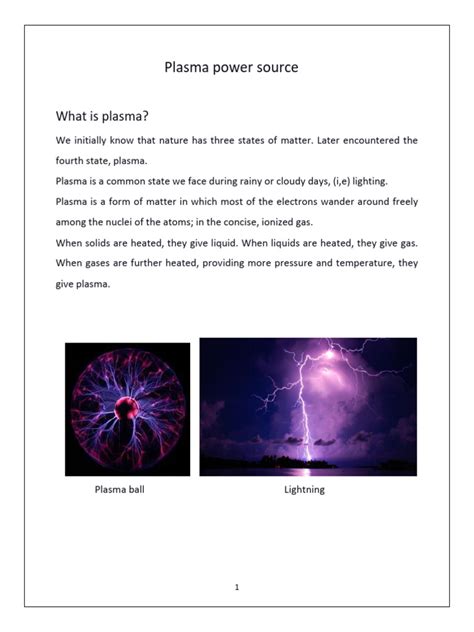Plasma Power Source Pdf Lightning Plasma Physics