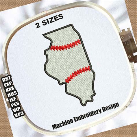 Baseball Illinois Embroidery Pattern Illinois Baseball Map Dst File