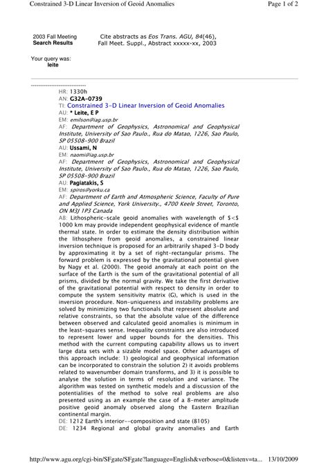 Pdf Constrained 3 D Linear Inversion Of Geoid Anomalies