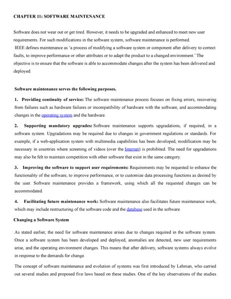 Chapter 11 Software Maintenance CHAPTER 11 SOFTWARE MAINTENANCE