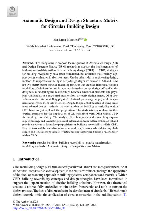 Pdf Axiomatic Design And Design Structure Matrix For Circular Building Design
