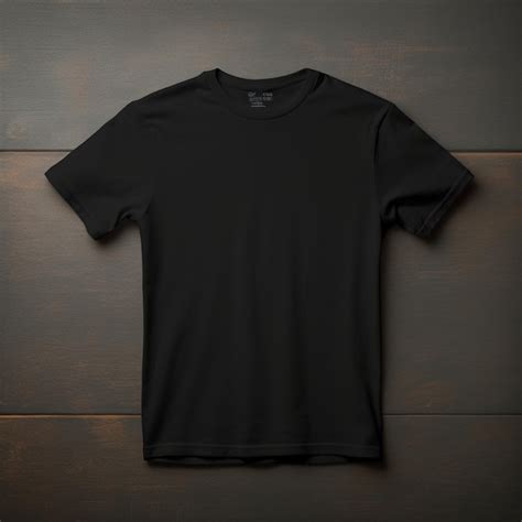 Полностью черный пустой макет футболки с темной фоновой структурой Премиум Фото