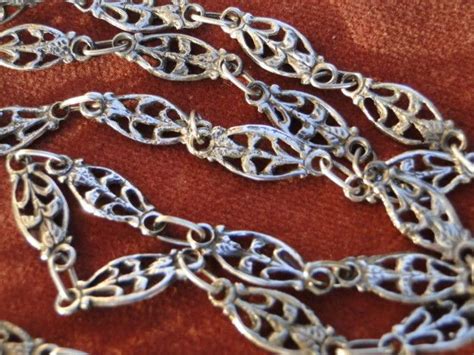 Antique Peruzzi Coppini Cini 800 Sterling Fleurdelis Chain Necklace 27 Inches
