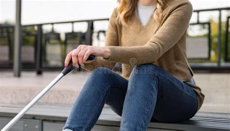 Person With Blindness Disability Sitting Stock Image Image Of