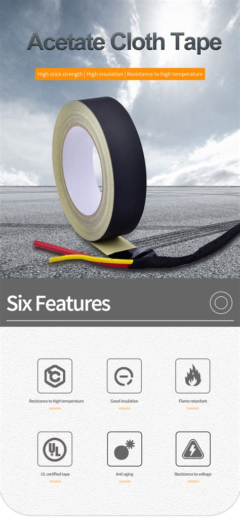 Factory Wholesale Black Acetate Cloth Tape Insulation Flame Resistant