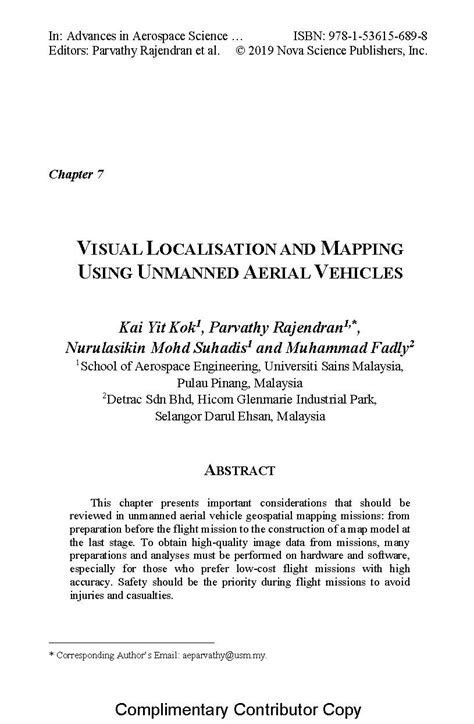 Pdf Visual Localisation And Mapping Using Unmanned Aerial Vehicles
