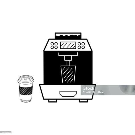 흰색에 고립 된 손으로 그린 커피 머신 스케치 커피 컨셉 벡터 그림입니다 개체 그룹에 대한 스톡 벡터 아트 및 기타 이미지 개체 그룹 검은색 구이 Istock