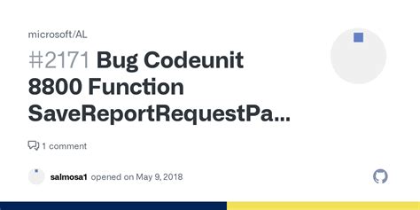 Bug Codeunit 8800 Function Savereportrequestpageparameters Cannot Run