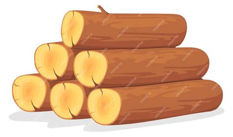 Premium Vector Tree Trunk Pile Lumber Wood Cartoon Log Stack