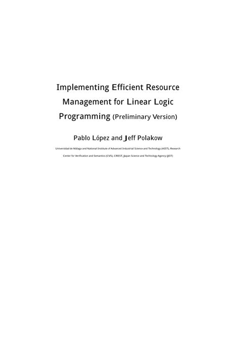 Pdf Implementing Efficient Resource Management For Linear Logic