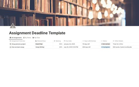 Class Assignment Tracker Template Notion Marketplace