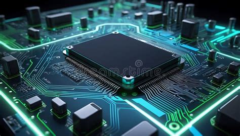 Central Processing Unit Glowing Circuit Board Detail Stock Illustration Illustration Of Tech