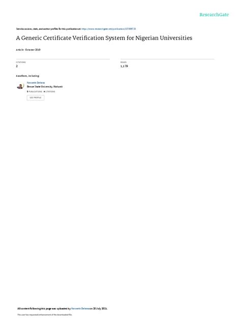 A Generic Certificate Verification System For Nigerian Universities Pdf No Sql Databases