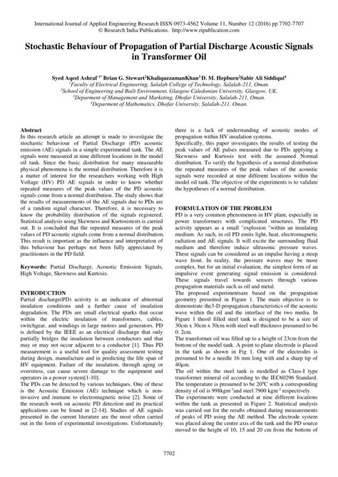 Pdf Stochastic Behaviour Of Propagation Of Partial Discharge Acoustic Signals In Transformer Oil