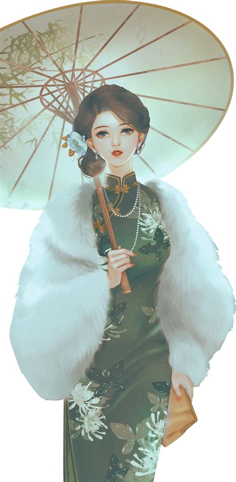 民国风美女 中国风插画