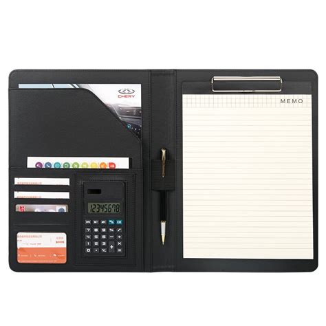 A4 Pu 노트북 파일 자료 관리자 Escolar 문서 클립 폴더 비즈니스 사무실 서류 가방 계산기 플레이트 클램프 카드 펜화일 폴더 Aliexpress