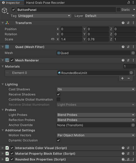 Unity Meta Quest 一体机开发（十二）：【手势追踪】poke 交互 用手指点击由 3d 物体制作的 Ui 按钮unity