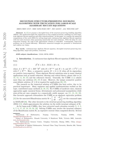 Pdf Decoupled Structure Preserving Doubling Algorithm With Truncation For Large Scale