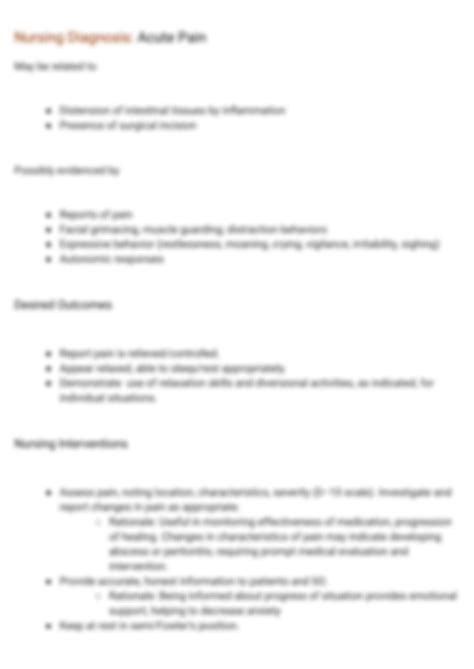 Solution Nurs 201 Appendectomy Nursing Care Plan Management Studypool