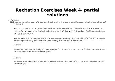 Recitation Week 4 Solutions Recitation Exercises Week 4 Partial