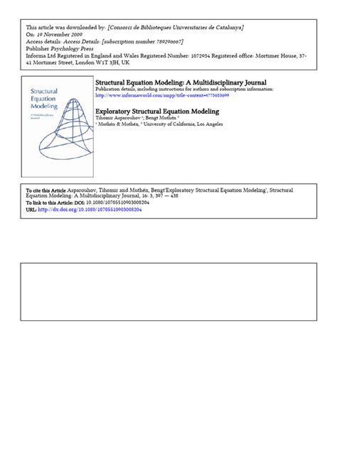 Asparouhov T 2009 Exploratory Structural Equation Modeling Pdf