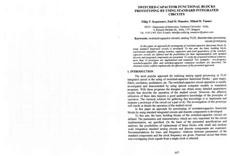 Pdf Switched Capacitor Functional Blocks Prototyping By Using Standard Integrated Circuits
