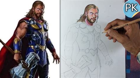 Easy Sketch Thor Drawing