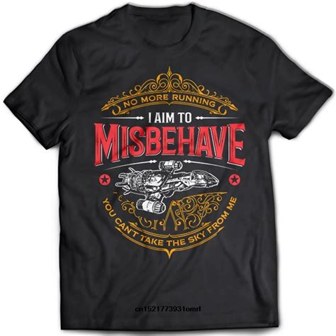 Men T Shirt I Aim To Misbehave Serenity Firefly Browncoat Blue Sun Corporation T Shirt Novelty