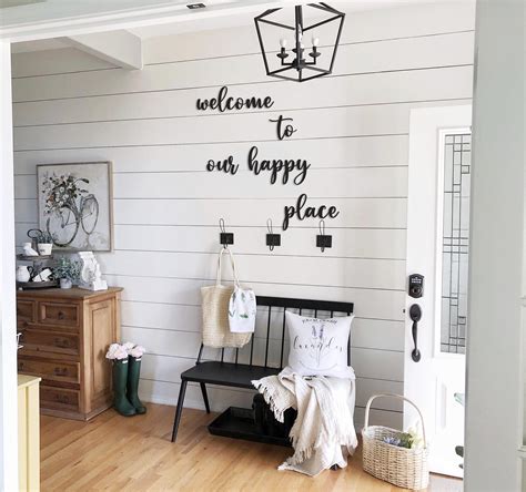 Metal Welcome Happy Place Sign Cozy Farmhouse Entryway Decor Front
