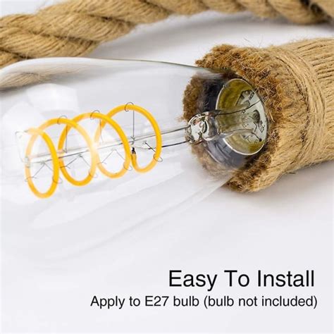 Vintage Industriell Stil Hängande Lampa Vindslampa Hampa Rep Single