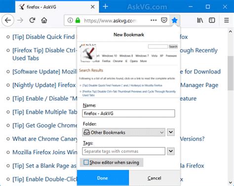 [tip] Enable Disable New Bookmarks Editor Dialog Box In Mozilla