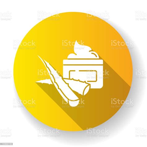 오가닉 크림 옐로우 플랫 디자인 롱 섀도우 글리프 아이콘 알로에 베라 화장품 약초가 있는 로션 미용 및 피부과 클렌징 제품 용기에 들어오게 됩니다 실루엣 Rgb 컬러