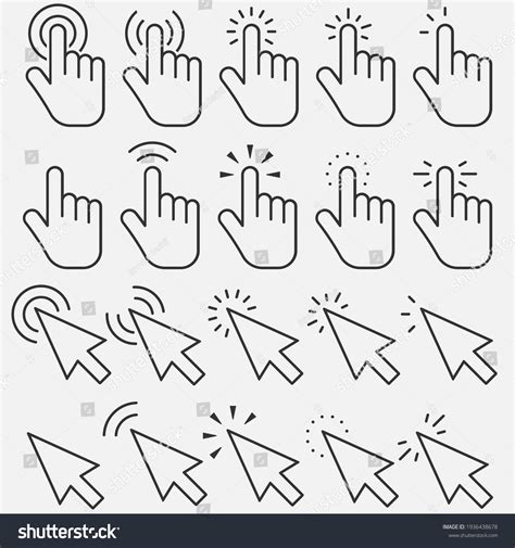 Pointer Click Icon Set Clicking Cursor Stock Vector Royalty Free Shutterstock