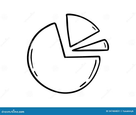 Four Sectional Pie Chart Doodle Hand Drawn Icon Outline Drawing Sectional Pie Chart Line