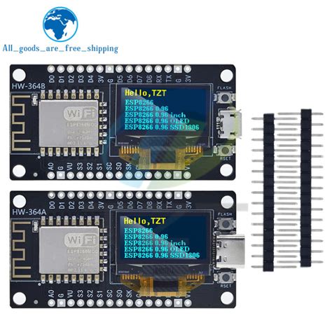 แผงวงจรพัฒนา Esp8266 Tzt Nodemcu พร้อมจอแสดงผล Oled ขนาด096นิ้ว Ch340g โมดูล Wifi Esp 12f Type