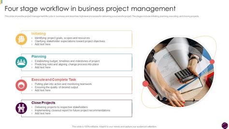 Four Stage Workflow In Business Project Management Ppt Slide Four Stage Workflow In Business Project Management Ppt Slide