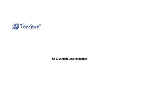 Sa 230 Audit Documentationpdf