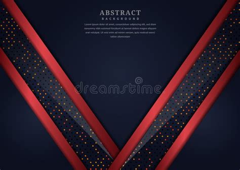 Abstract Dark Blue Geometric Overlapping Layer With Border Red With