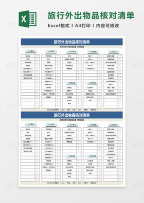 旅行清单Excel表格模板下载 熊猫办公