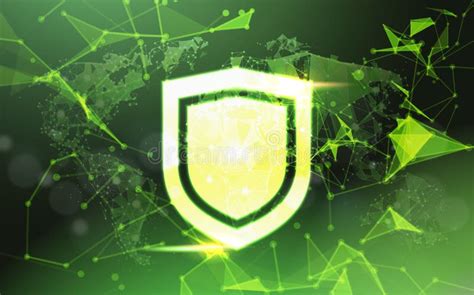 Shield Over Green Data Protection Privacy Concept Gdpr Cyber Security Network Background