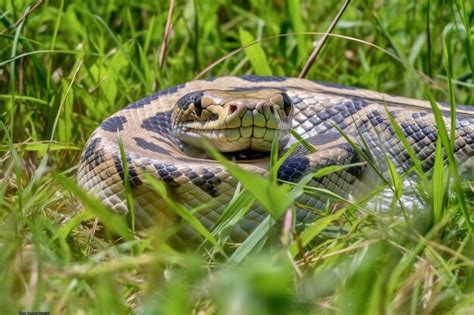 Premium Ai Image Python Slithering Through The Gras
