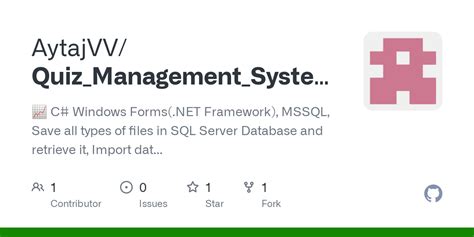 Github Aytajvvquizmanagementsystem 📈 C Windows Formsnet Framework Mssql Save All