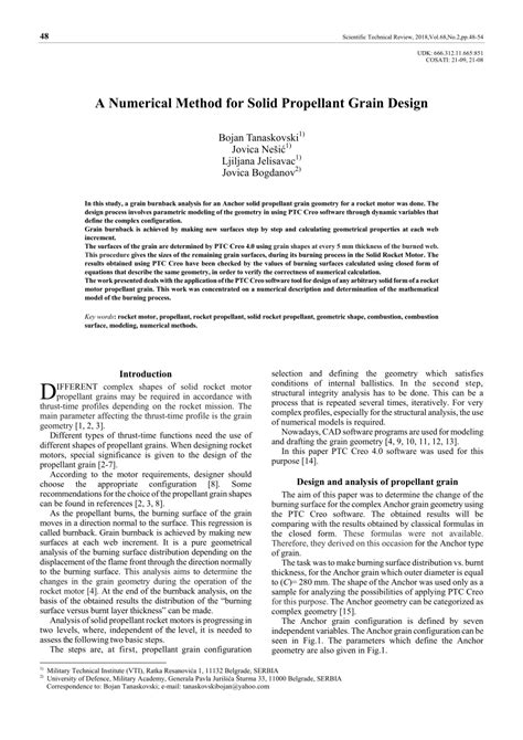 Pdf A Numerical Method For Solid Propellant Grain Design